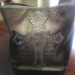 Raviani | Bags | New Raviani Croc Purse With Studded Cross Handle ...